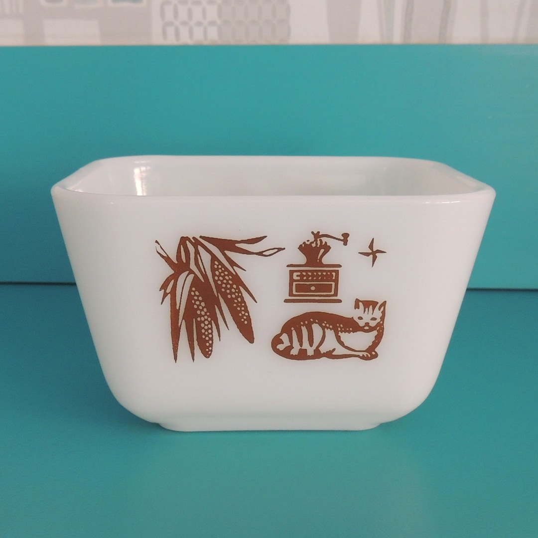 501 B Pyrex Americana Refrigerator Dish Vintage Ovenproof Cat Coffee ...