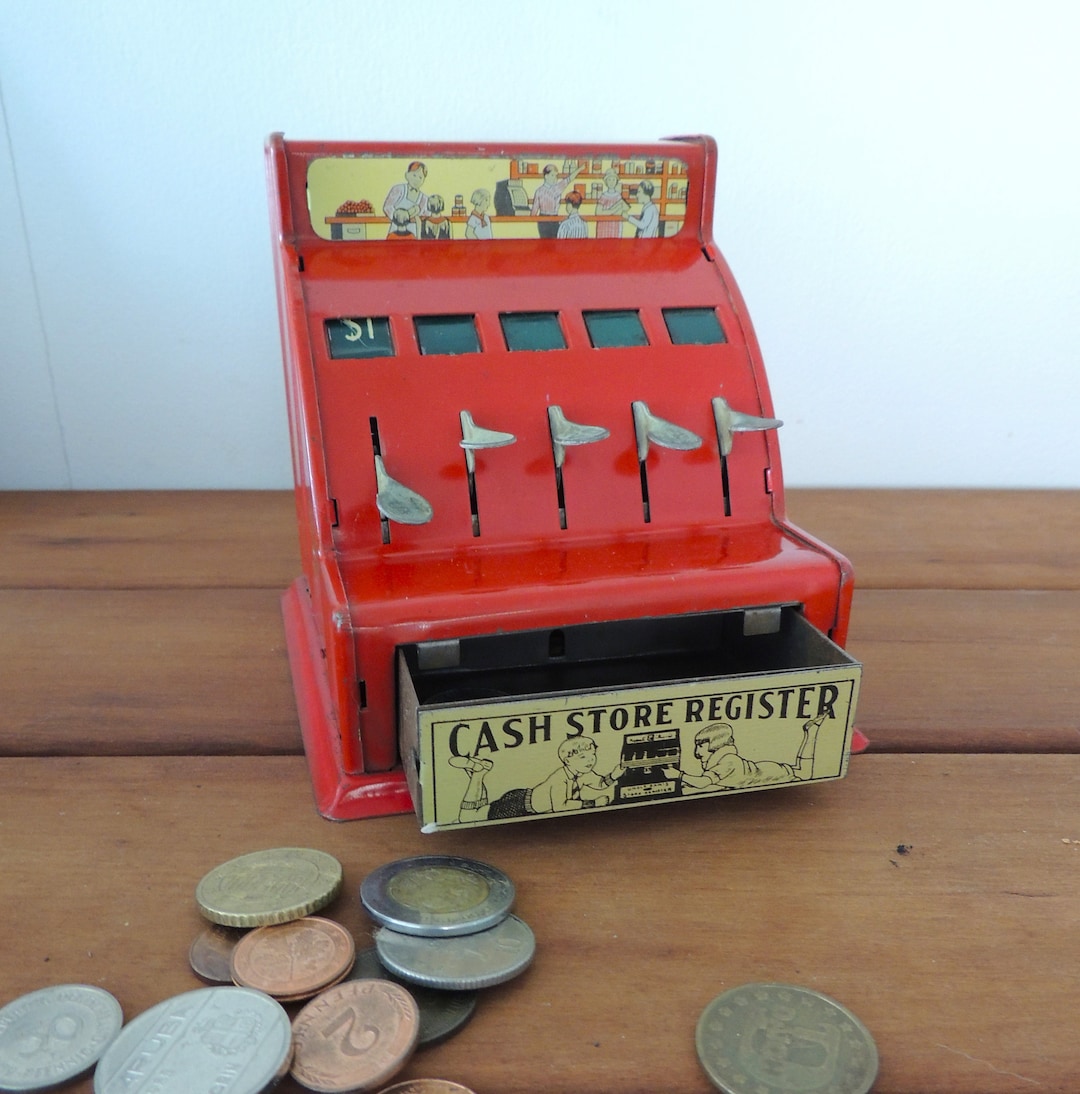 1940s Durable Toy Cash Register Vintage Tin Toy Miniature Play Money ...