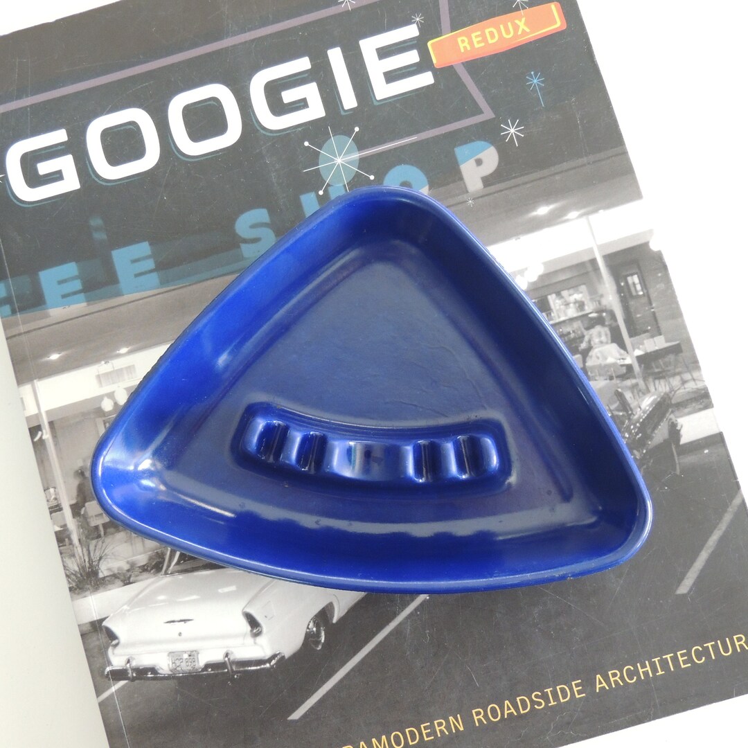 1960s Retro Atomic Deep Blue Ges-line Ashtray Googie Desk Accessory Mid ...