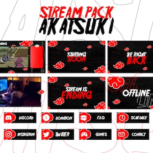 ANIMATED STREAM PACK - Akatsuki - Twitch Youtube Facebook Gaming Obs ...