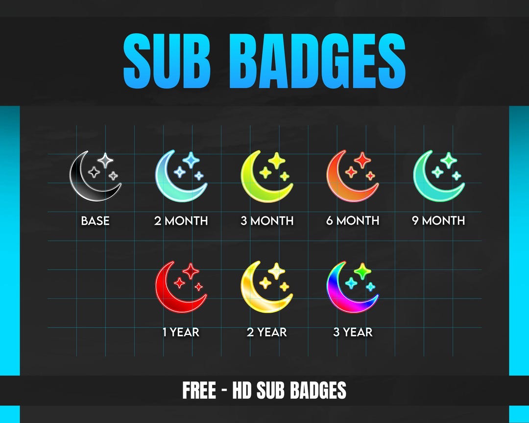HALF MOON STAR [ Sub Badges ] Designed for Twitch, Discord, Sub ...