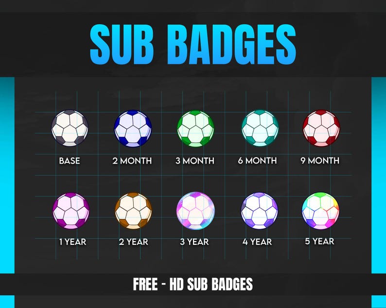 SOCCER BALL [ Sub Badges ] Designed for Twitch, Discord, Sub, Streamers - Etsy
