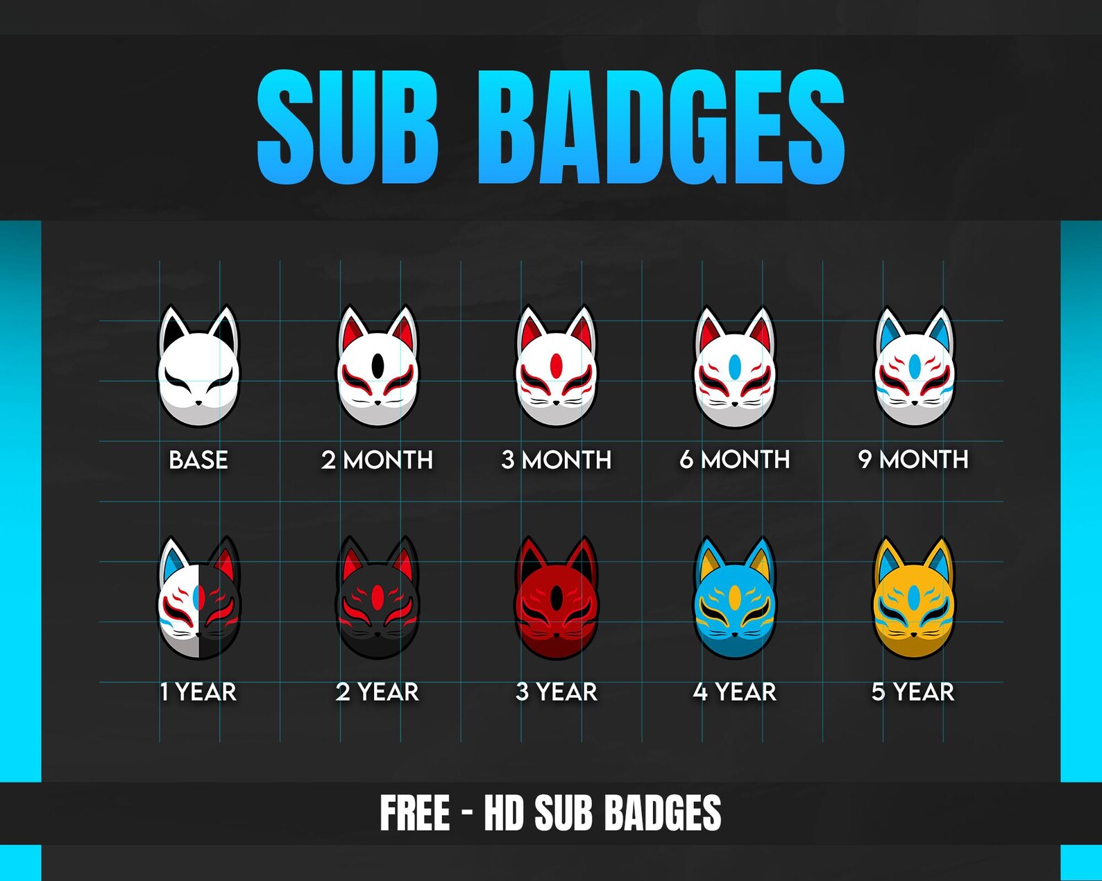 KITSUNE MASK [ Sub Badges ] Designed for Twitch, Discord, Sub ...