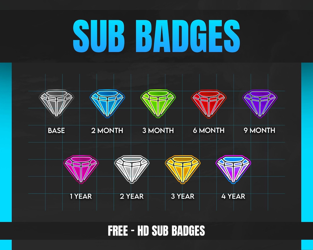 DIAMOND BADGES - Twitch, Discord, Youtube, Facebook Gaming, Sub, Stream ...