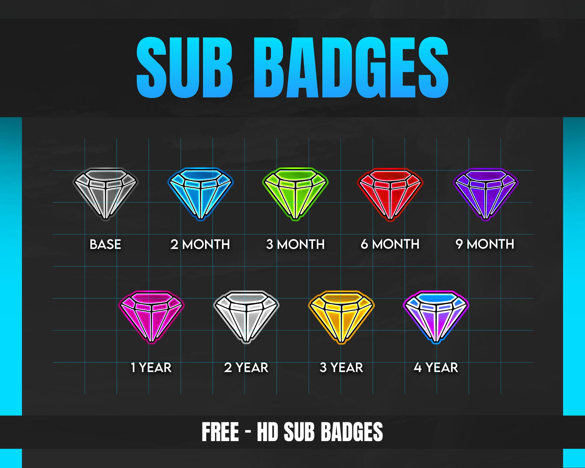 DIAMOND BADGES - Twitch, Discord, Youtube, Facebook Gaming, Sub, Stream ...