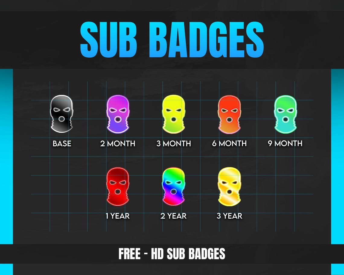 NEON BALACLAVA [ Sub Badges ] Designed for Twitch, Discord, Sub ...