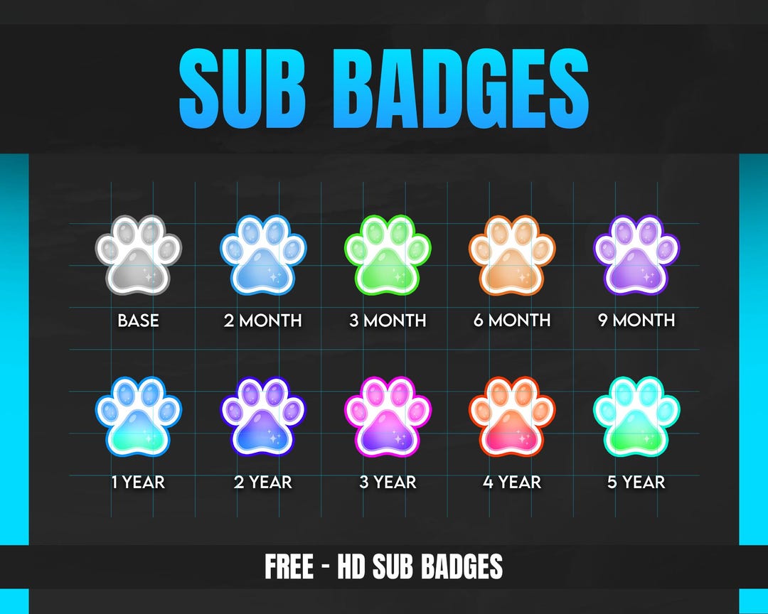 PASTEL CAT PAWS [ Sub Badges ] Designed for Twitch, Discord, Sub ...