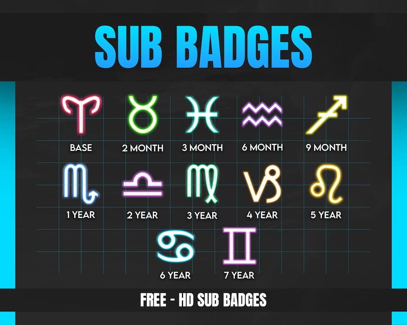 NEON ZODIAC SIGN [ Sub Badges ] Designed for Twitch, Discord, Sub ...