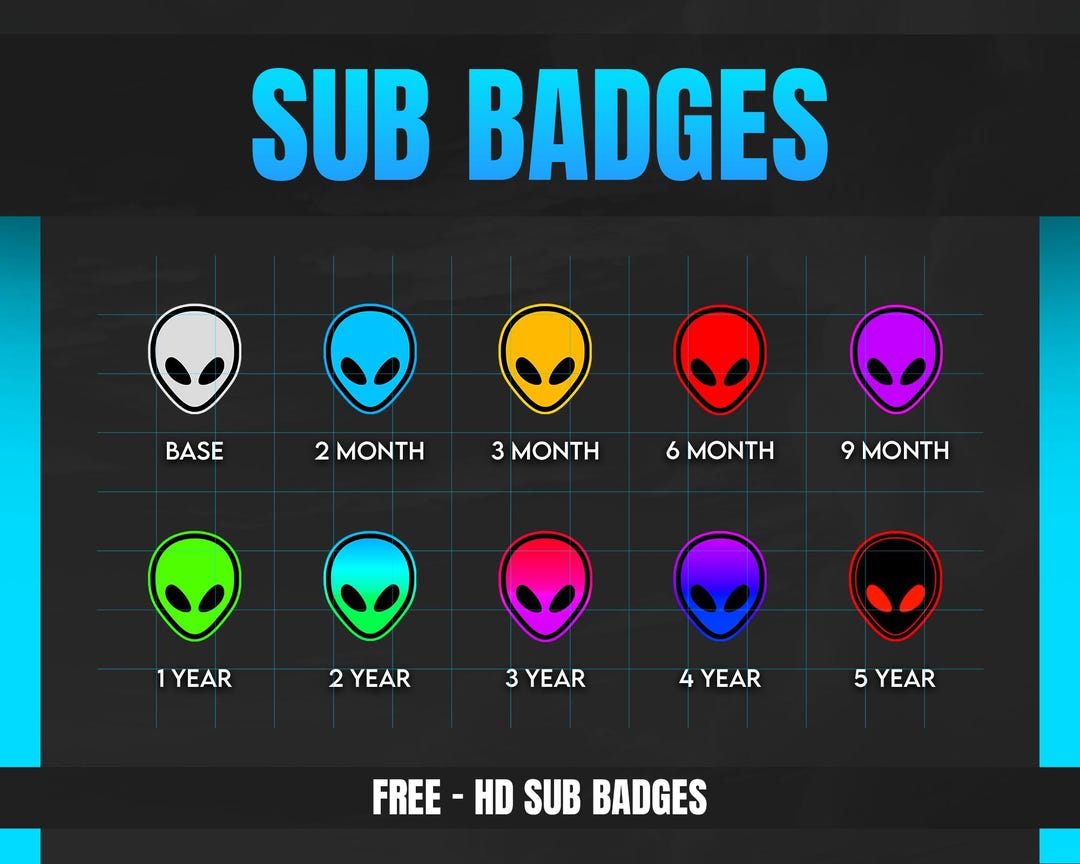 ALIEN HEAD [ Sub Badges ] Designed for Twitch, Discord, Sub, Streamers ...