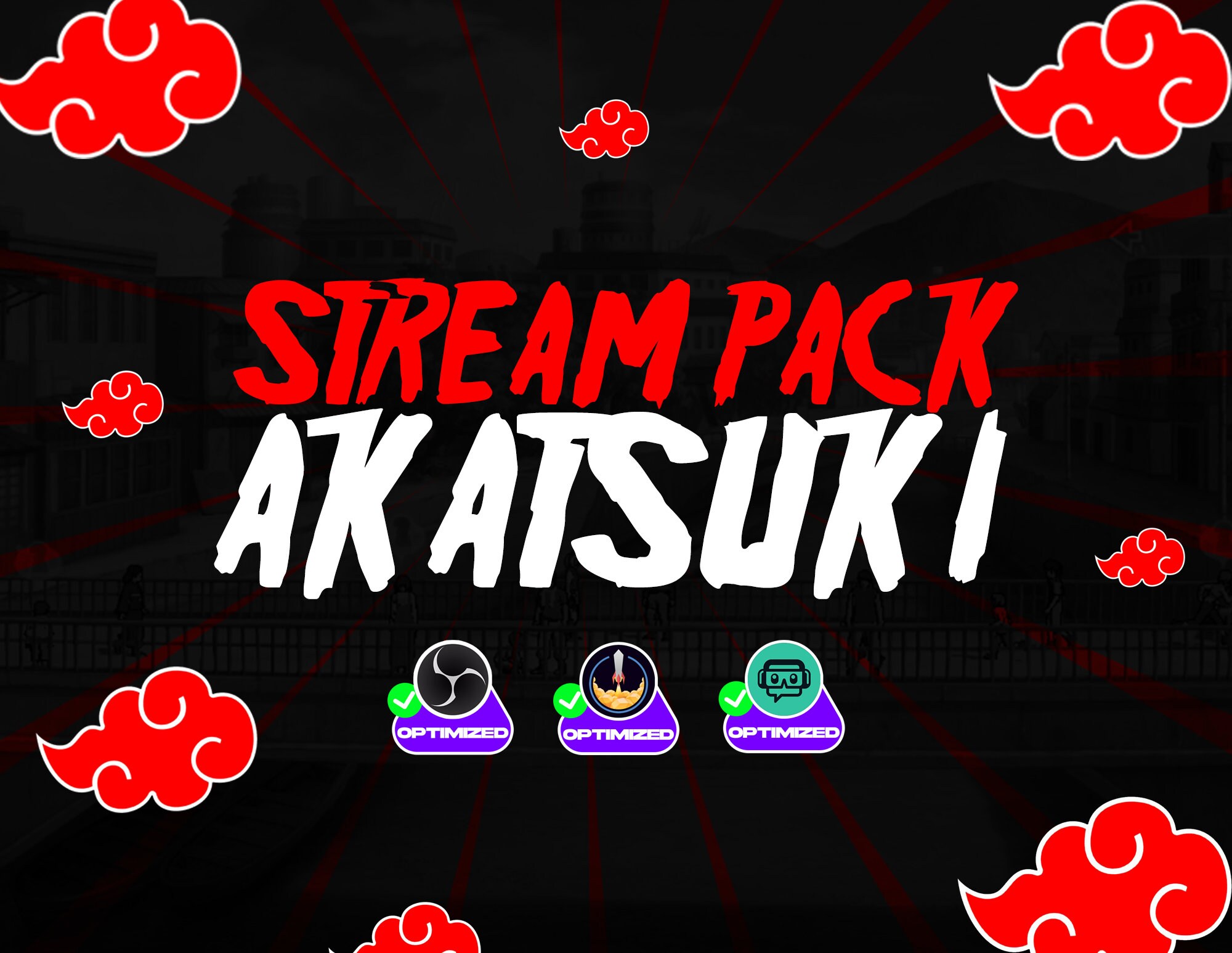 ANIMATED STREAM PACK Akatsuki Twitch Youtube Facebook Gaming Obs ...