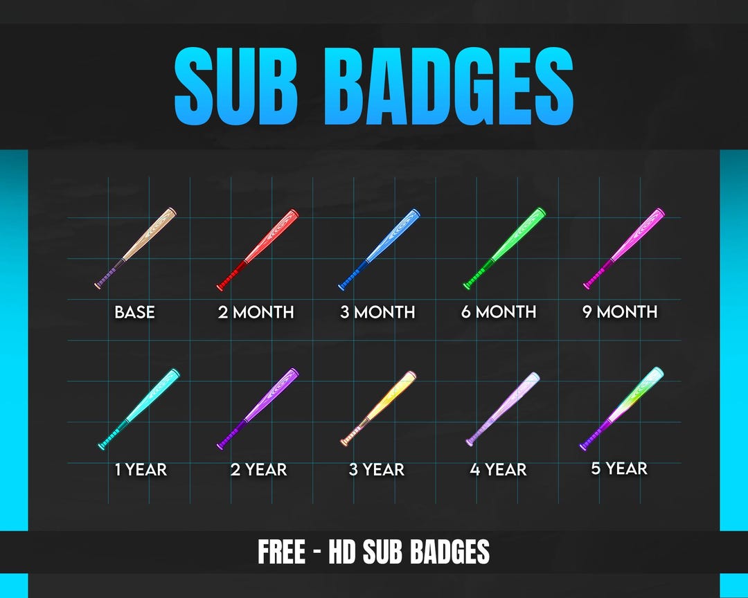BASEBALL BAT [ Sub Badges ] Designed for Twitch, Discord, Sub ...