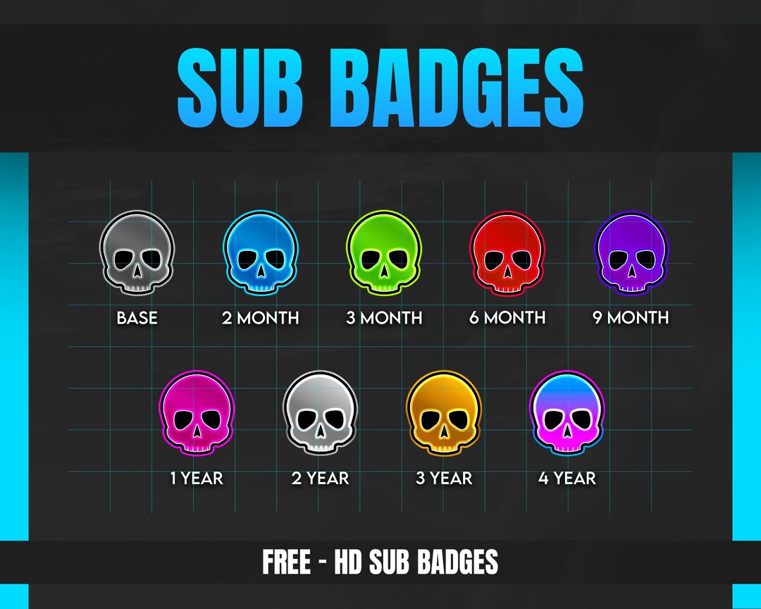 SKULL BADGES [ Sub Badges ] Designed for Twitch, Discord, Sub ...