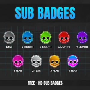 SKULL BADGES [ Sub Badges ] Designed for Twitch, Discord, Sub ...