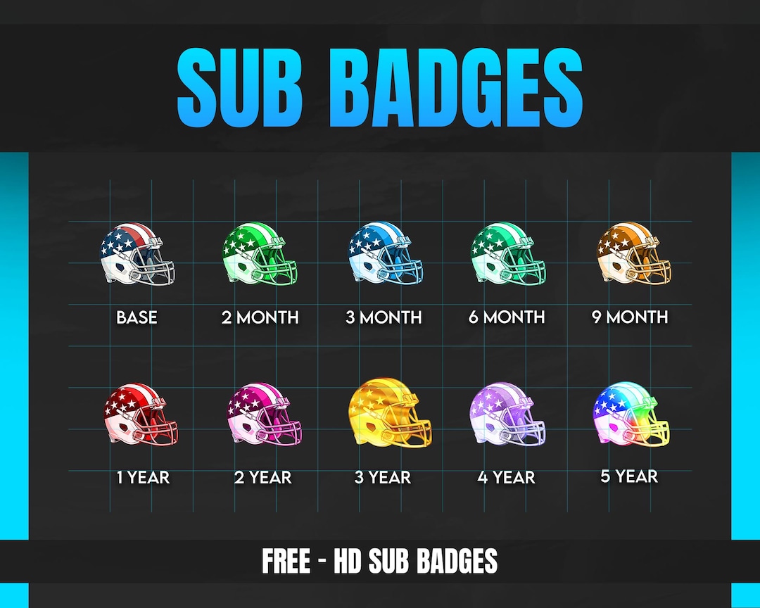 AMERICAN FOOTBALL HELMET [ Sub Badges ] Designed for Twitch, Discord ...