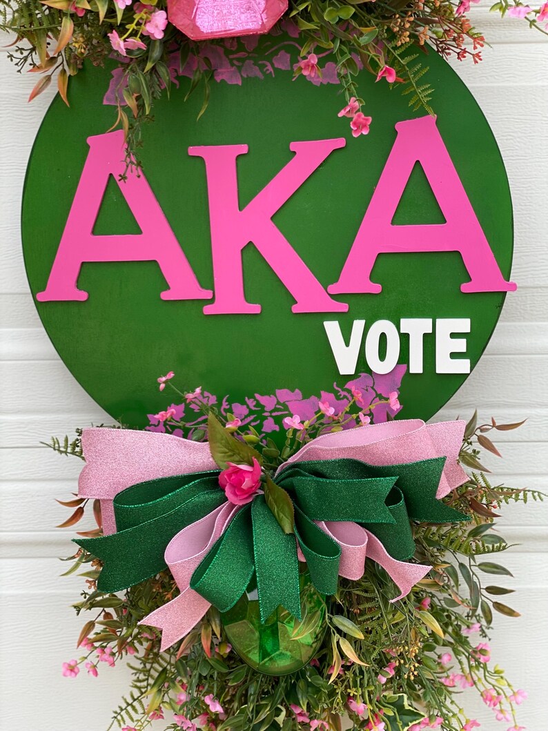 Pink and Green Door Hanger, AKA Inspired Wreath, Sorority Decor, Luxury ...