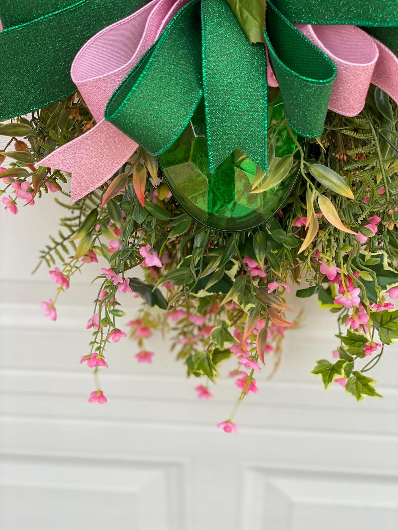 Pink and Green Door Hanger, AKA Inspired Wreath, Sorority Decor, Luxury ...