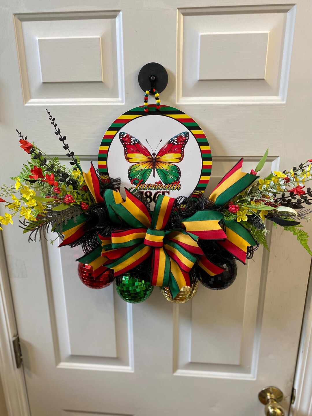 Juneteenth Door Hanger: Black History Pride Wreath With Mirror Balls - Etsy