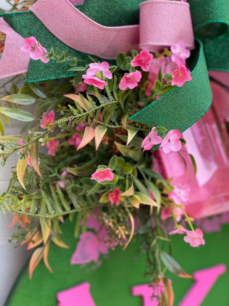 Pink and Green Door Hanger, AKA Inspired Wreath, Sorority Decor, Luxury ...