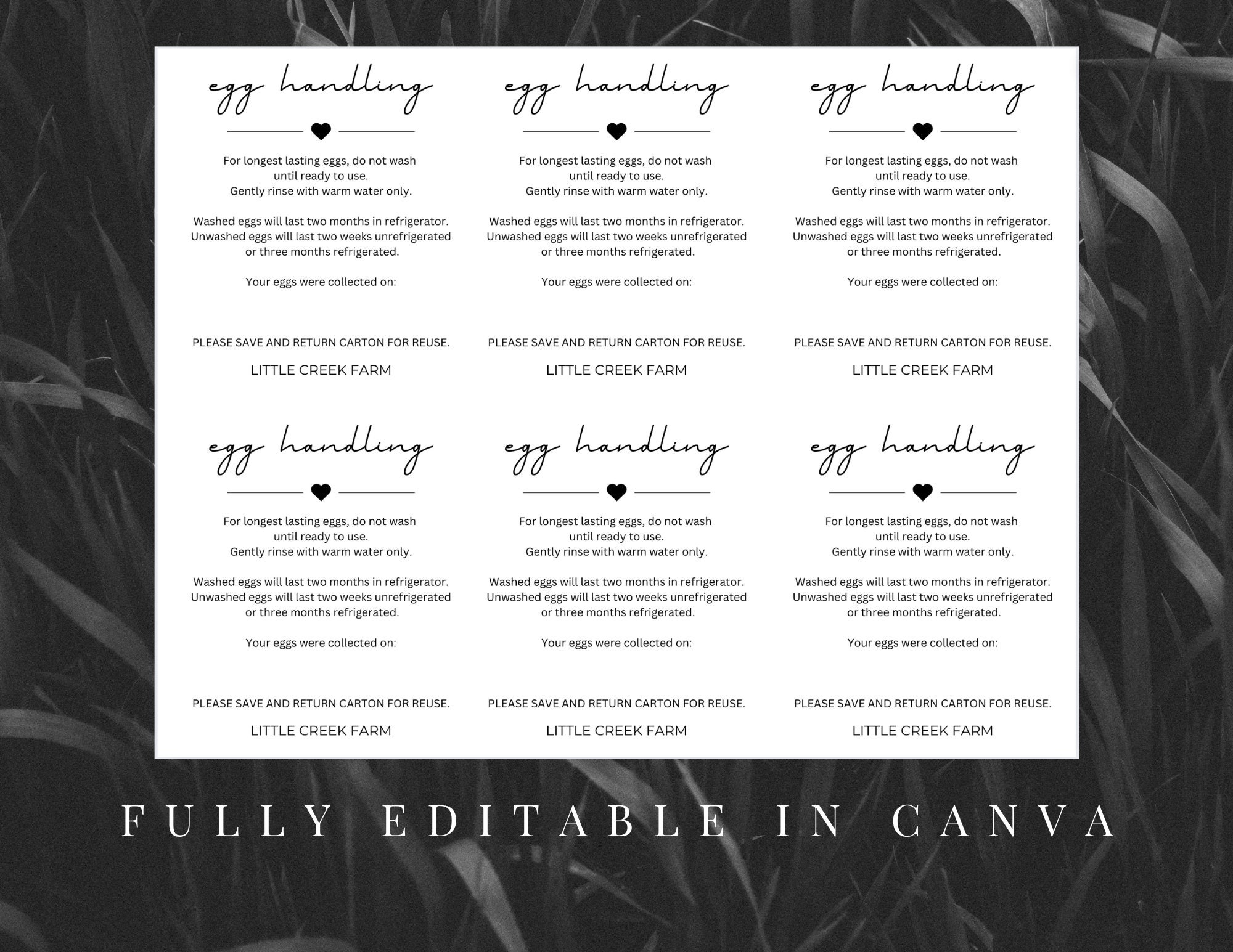 Egg Handling Label | Cottage Food Label | Farmstand Label | Canva ...