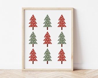 Holiday Christmas Tree Wall Art Printable, Living Room Decor Poster ...