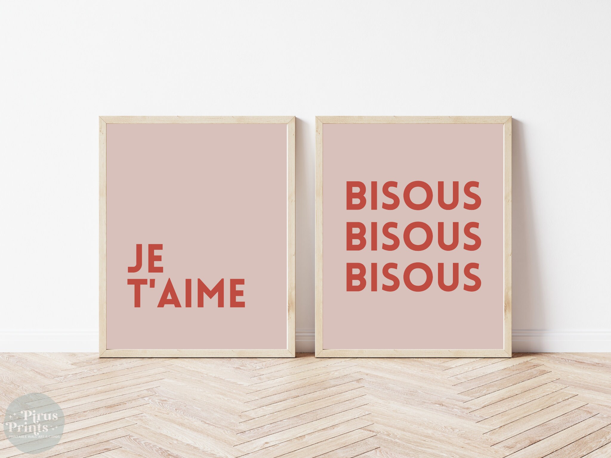 Bisous Printable Wall Art French Poster Dusty Pink French - Etsy