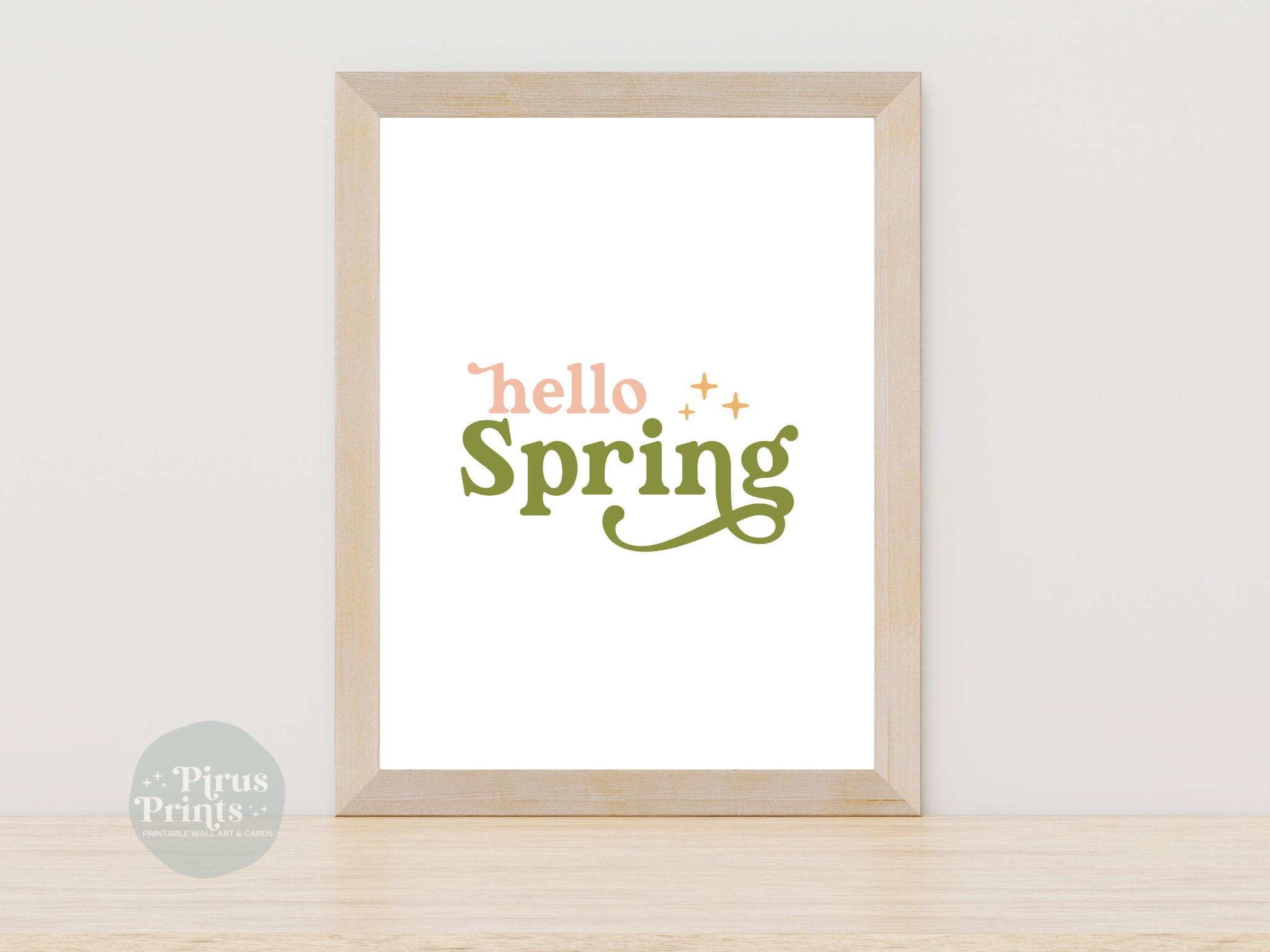 Hello Spring Print Typography Printable Wall Art Pink and | Etsy