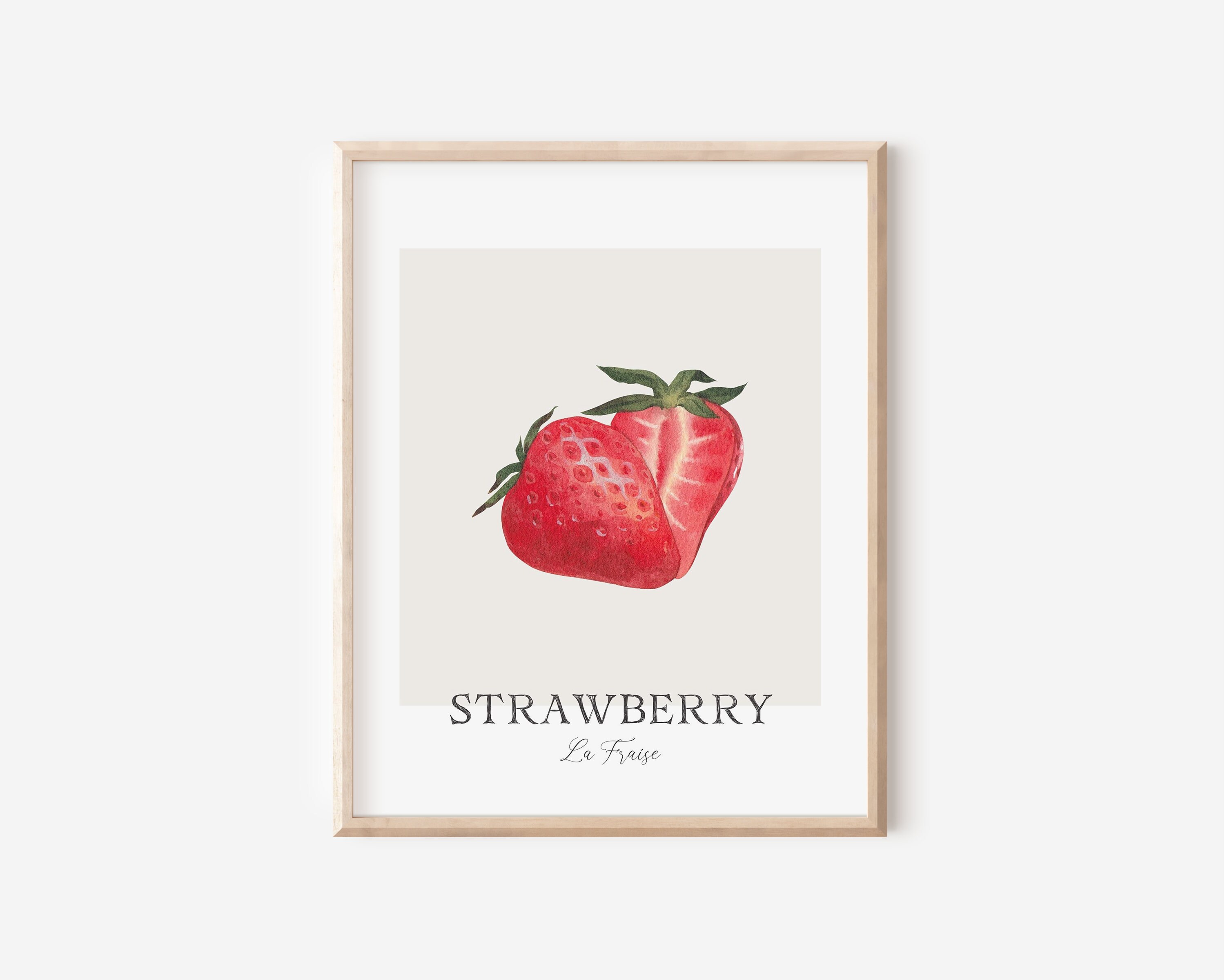Strawberry Print Printable Kitchen Wall Art Spring Decor - Etsy