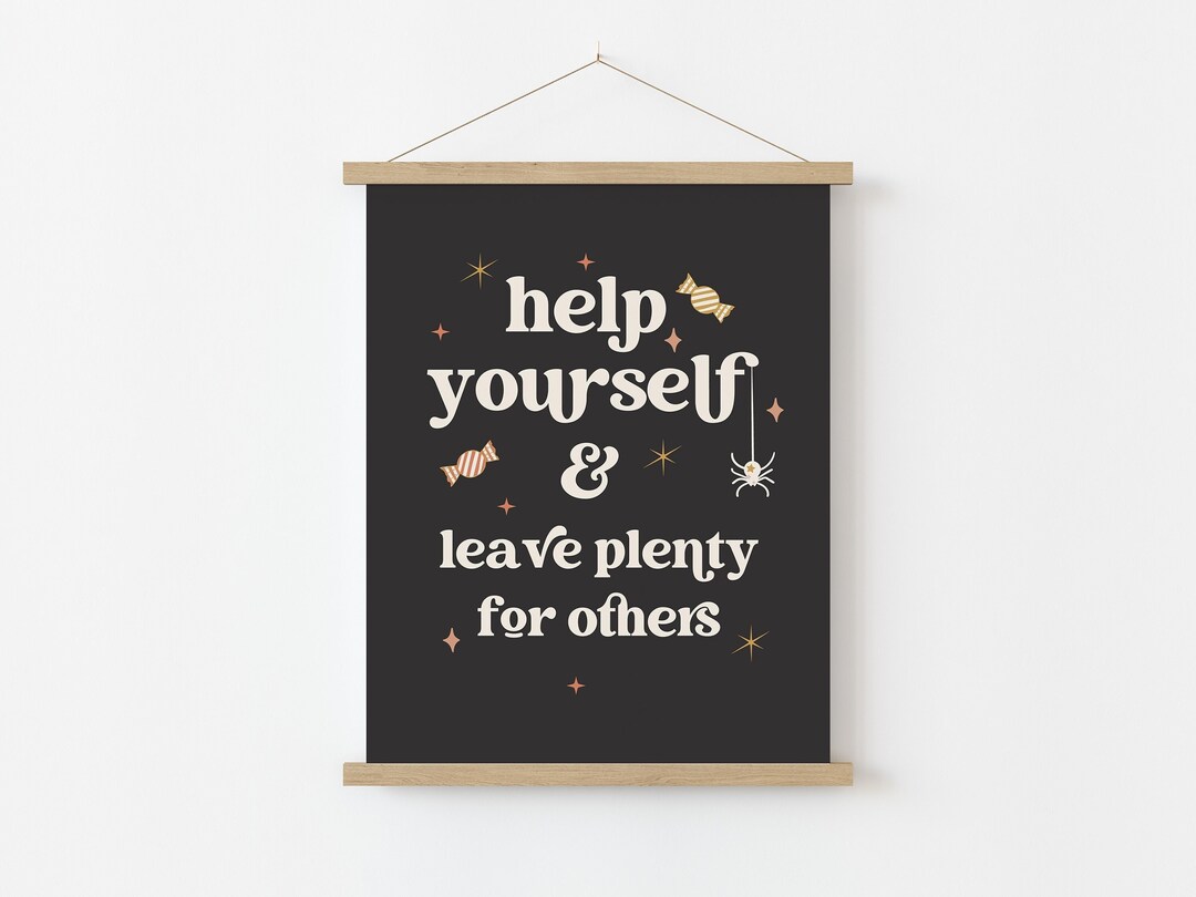 Trick or Treat Help Yourself Sign, Printable Halloween Porch Sign ...