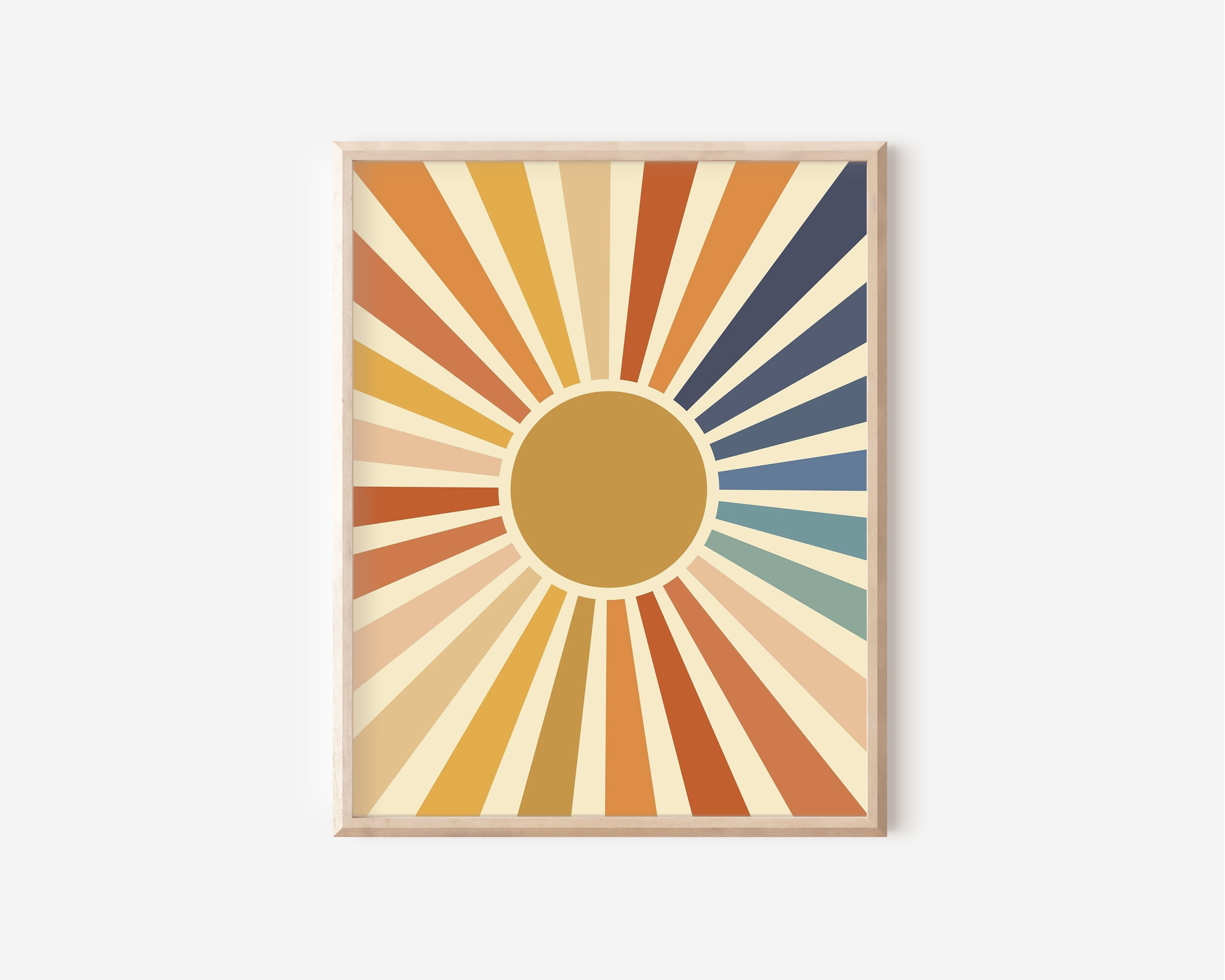 Boho Sun Print Groovy Sun Printable Wall Art Boho Sun Decor - Etsy