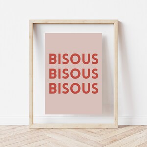 Bisous Printable Wall Art, French Poster, Dusty Pink French Print ...