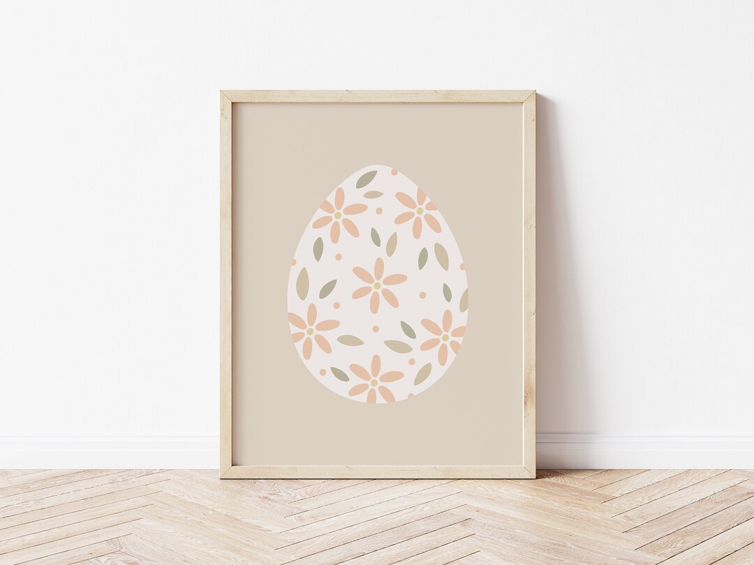 Floral Easter Egg Print, Boho Easter Decor, Printable Easter Wall Art ...