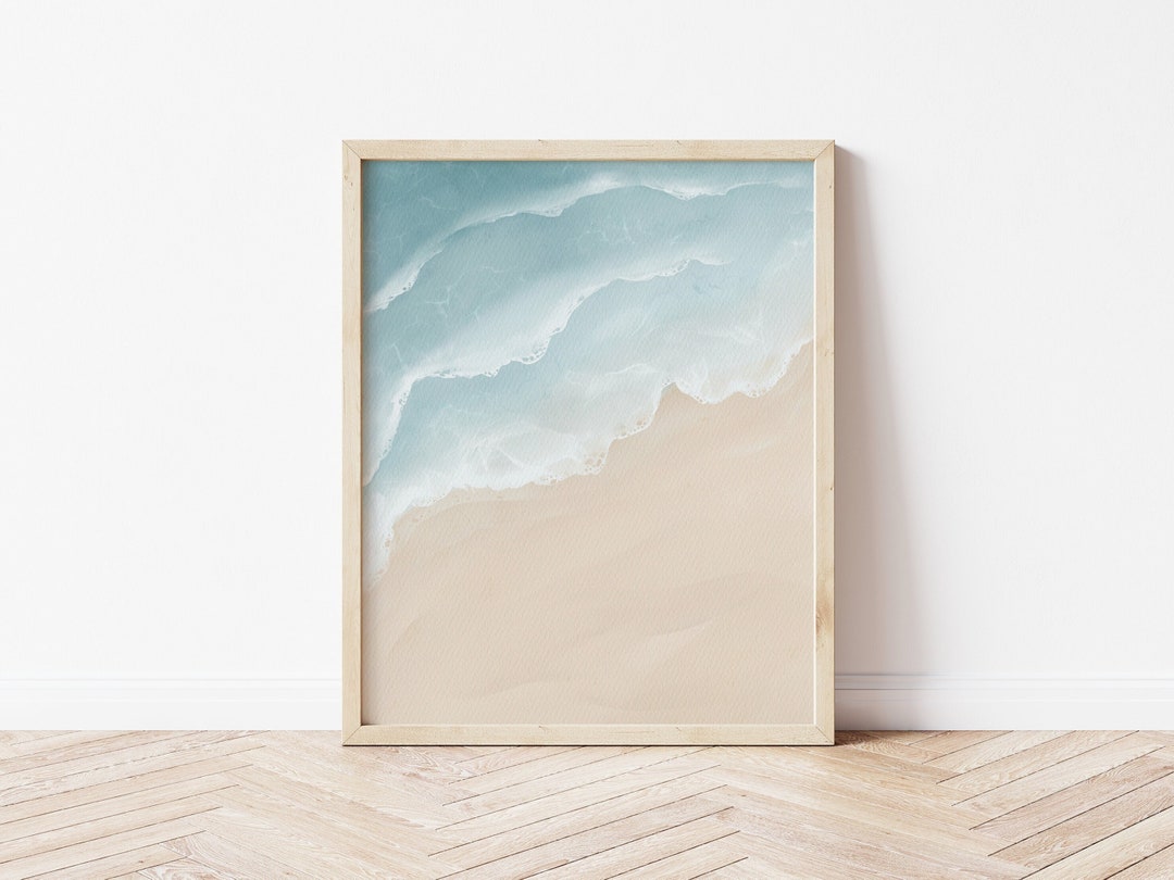 Abstract Beach Print, Ocean Wall Art, Coastal Decor, Pastel Watercolor Seashore Print, Beach ...