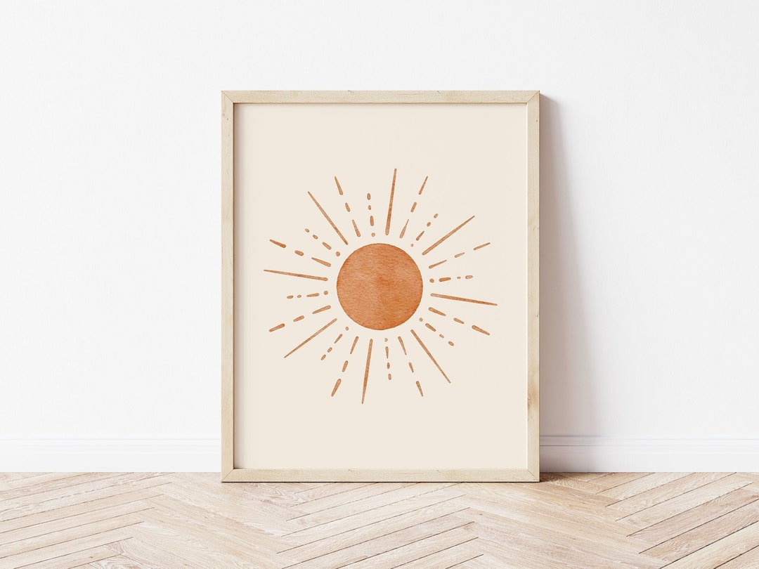 Watercolor Sun Wall Art, Boho Sun Print, Printable Summer Decor, Sun ...