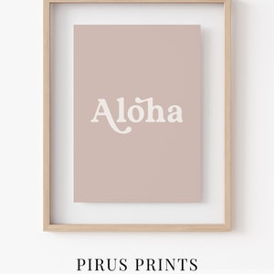Pink Aloha Print, Printable Aloha Wall Art, Pink Beach Nursery Decor ...