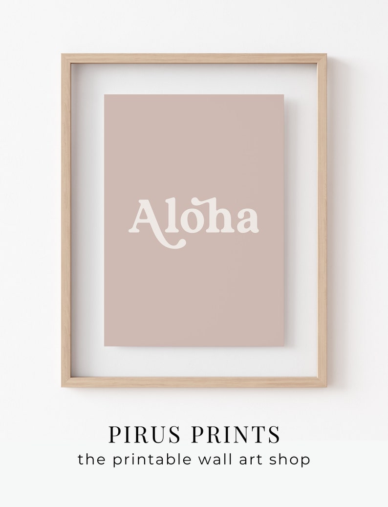 Pink Aloha Print Printable Aloha Wall Art Pink Beach Nursery - Etsy