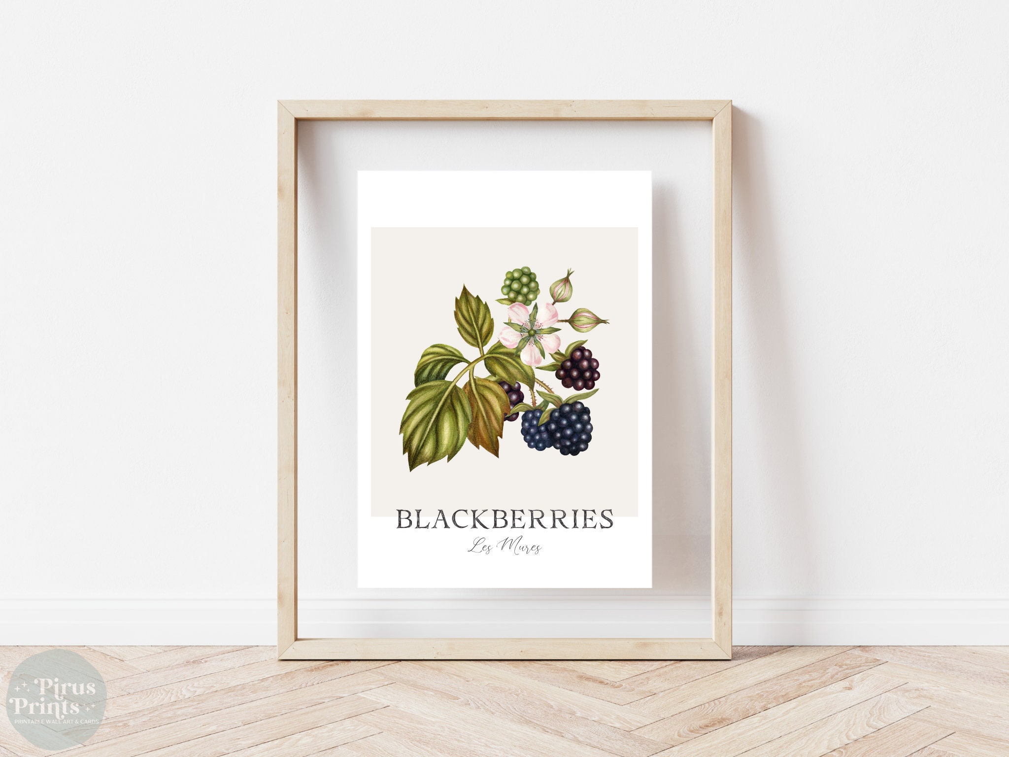 Blackberries Print, Printable Kitchen Wall Art, Watercolor Botanical ...