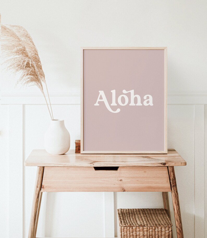 Pink Aloha Print Printable Aloha Wall Art Pink Beach Nursery - Etsy