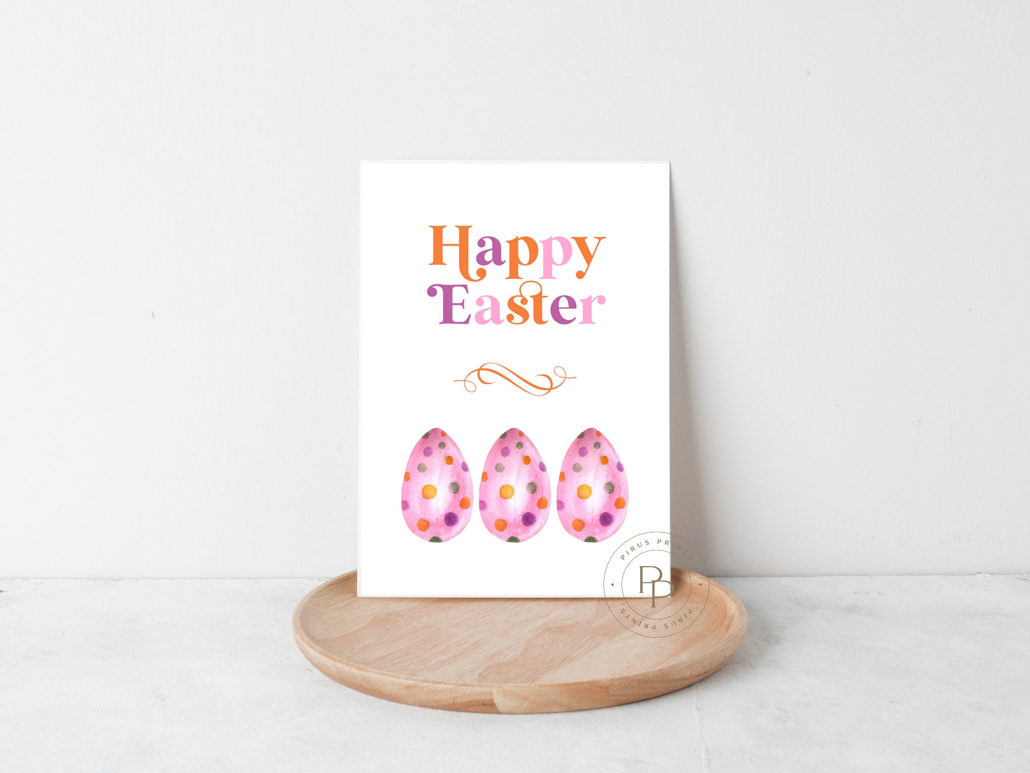 Printable Easter Card W/ Happy Easter Greeting & Modern Watercolor ...