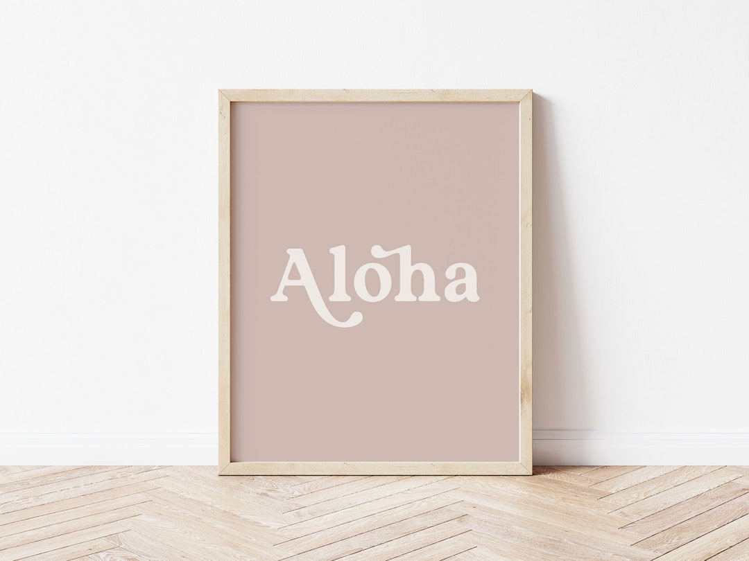Pink Aloha Print, Printable Aloha Wall Art, Pink Beach Nursery Decor ...