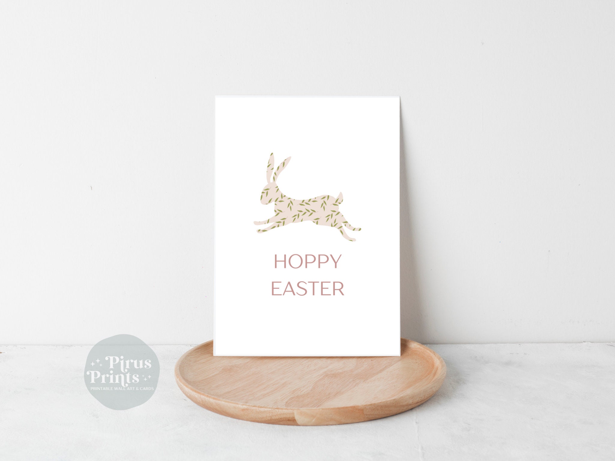 Printable Easter Card Minimal Floral Hopping Bunny Rabbit - Etsy