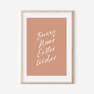 Bunny Kisses Easter Wishes Print, Modern Easter Decor (digital Download ...