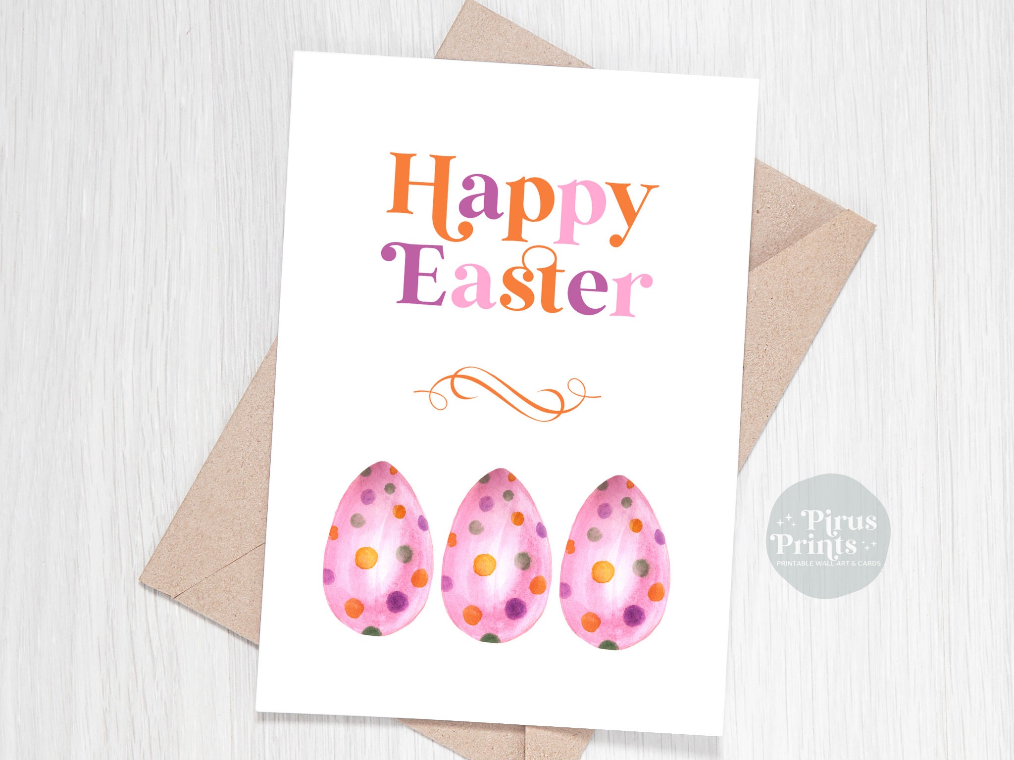Printable Easter Card W/ Happy Easter Greeting & Modern Watercolor ...