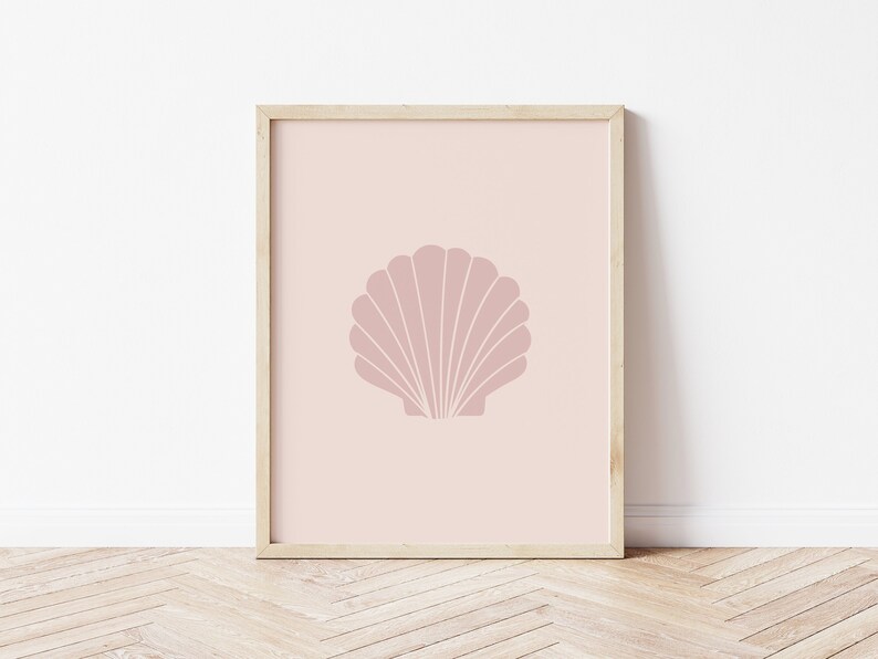 Pink Sea Shell Print Beach Shell Printable Wall Art Danish - Etsy