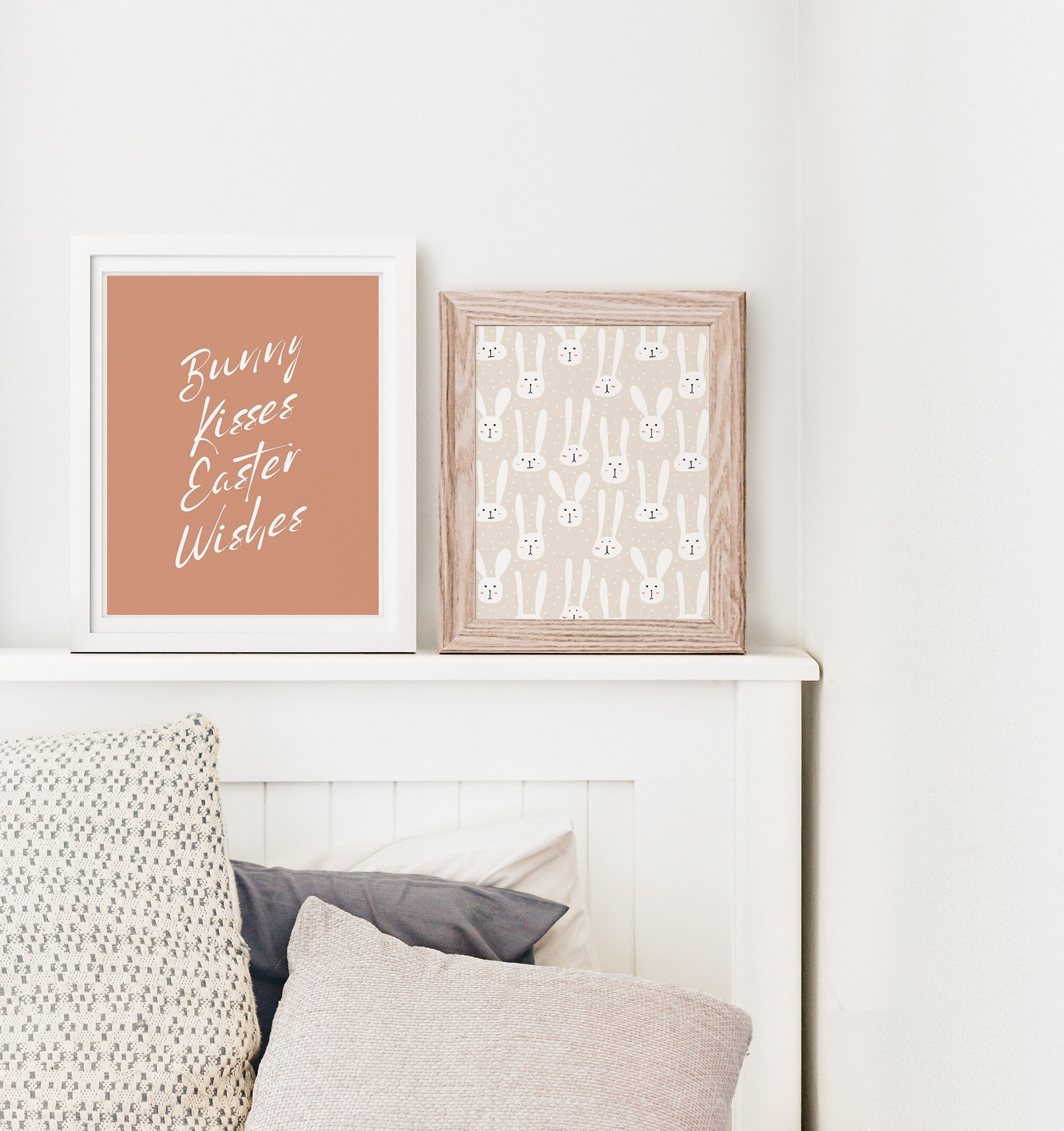 Bunny Kisses Easter Wishes Print, Modern Easter Decor (digital Download ...