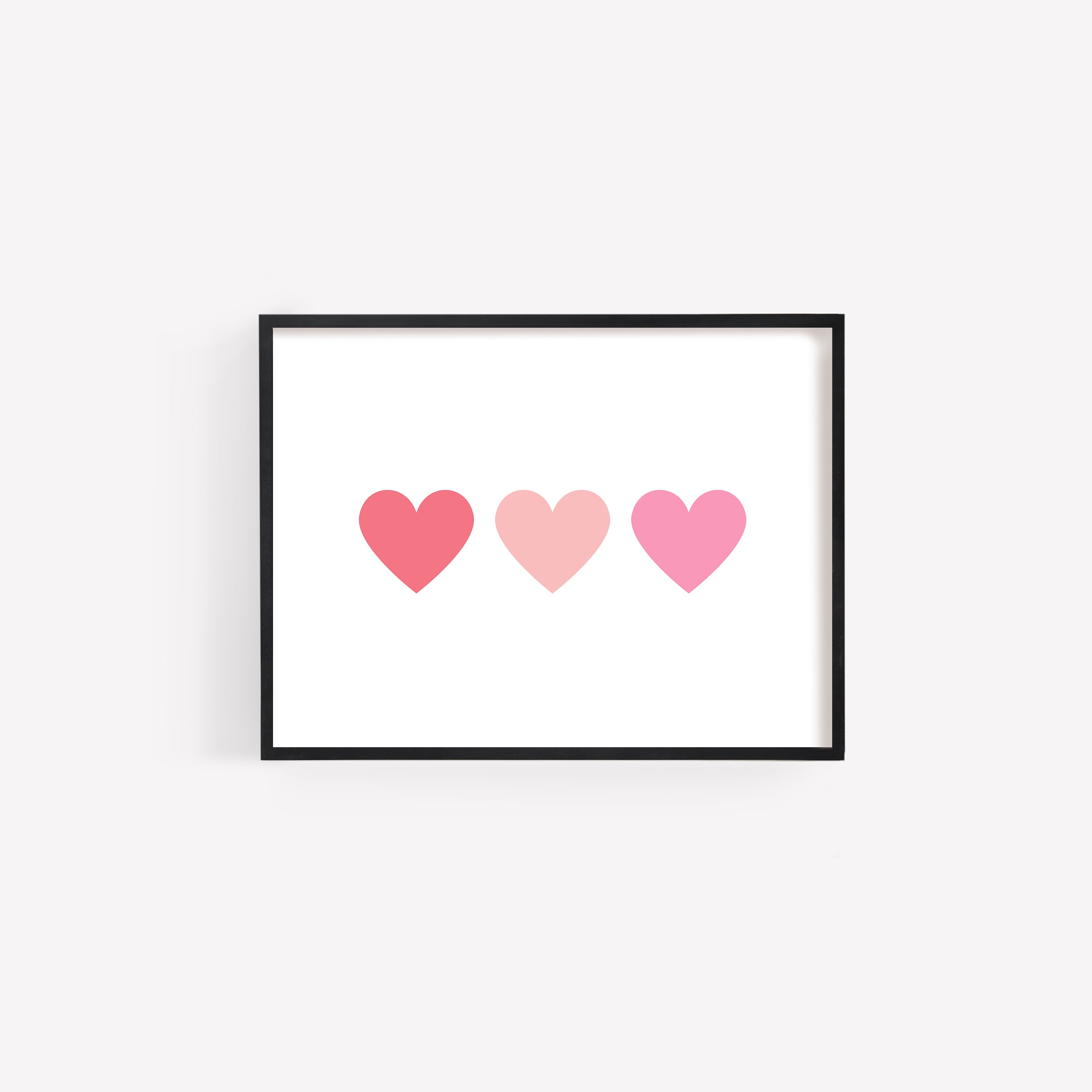 Pink Hearts Print Printable Valentine's Day Wall Art - Etsy