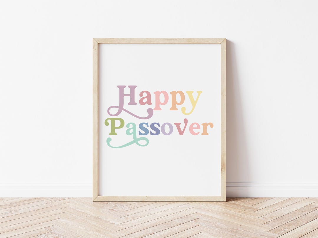 Pastel Happy Passover Print, Printable Passover Wall Art, Happy ...