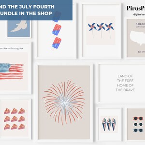 July Fourth Printable Wall Art, Red White & Blue Sunglasses Print ...