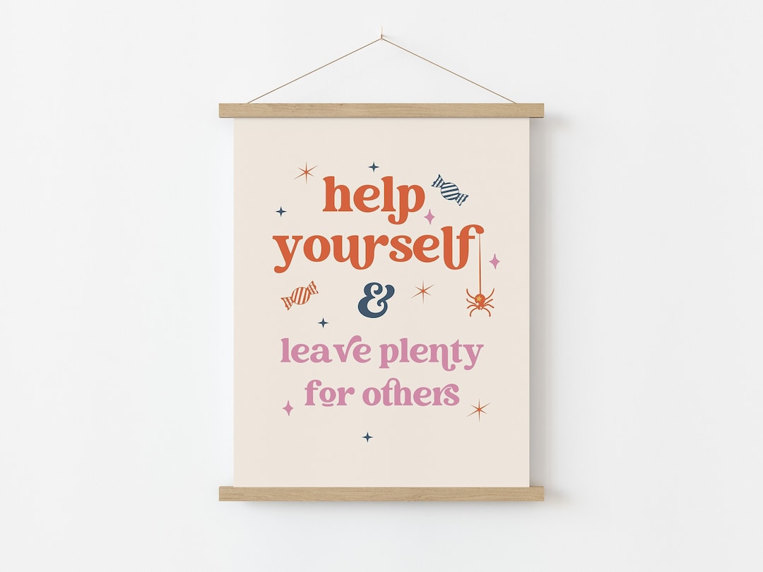 Trick or Treat Help Yourself Sign, Halloween Candy Bowl (digital ...