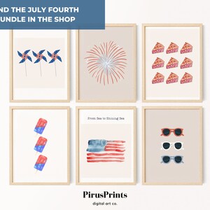 July Fourth Printable Wall Art, Red White & Blue Sunglasses Print ...