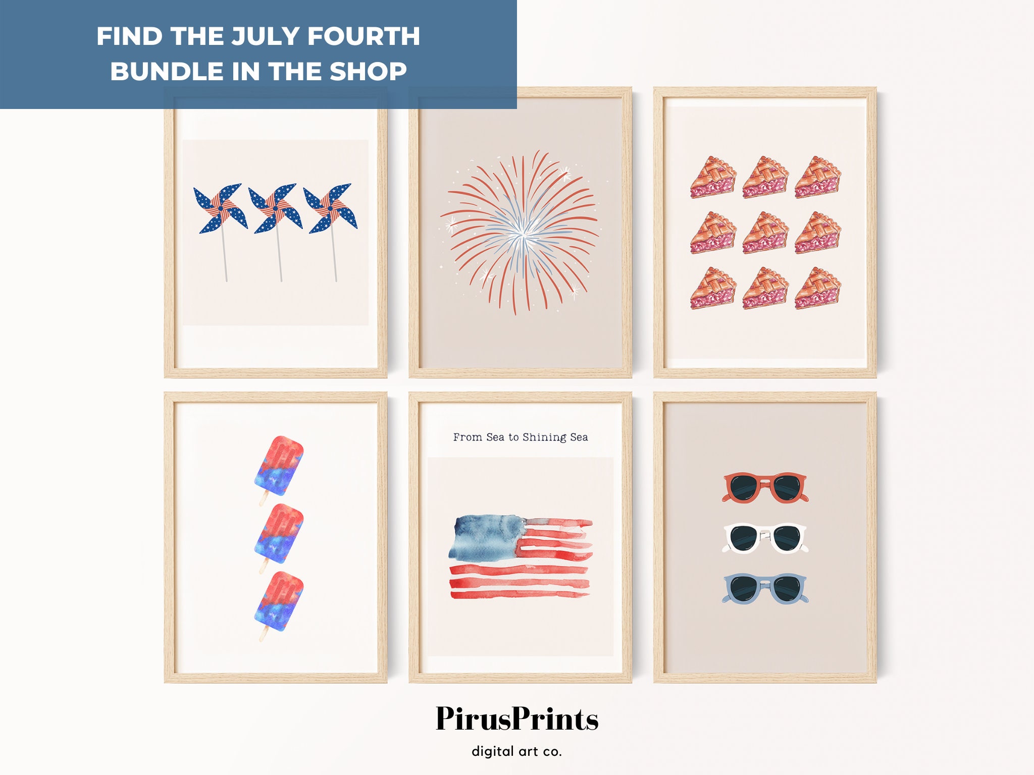 American Flag Printable Wall Art July Fourth Decor Patriotic - Etsy